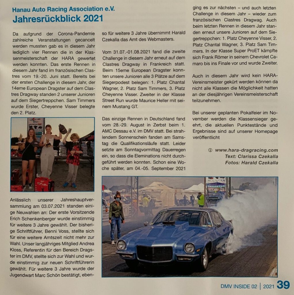 HARA in der DMV INSIDE #02/2021 | Hanau Auto Racing Association